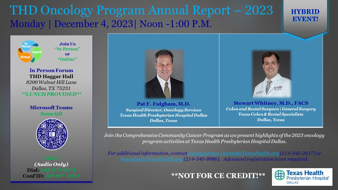 THD Tumor Board Conference - Annual Report (NO CME) | Texas Health ...