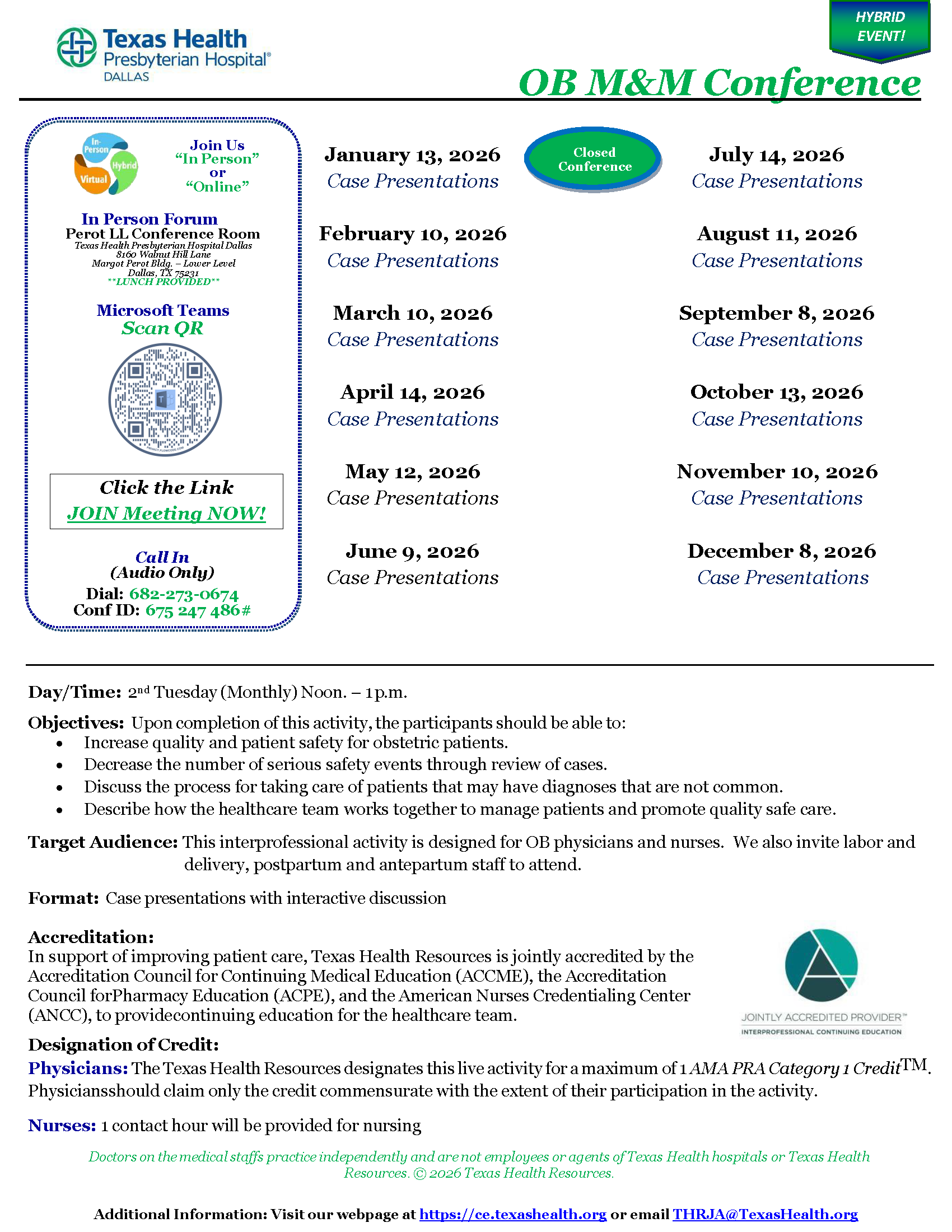 THD OB M&M Conference 2026 | Texas Health Resources